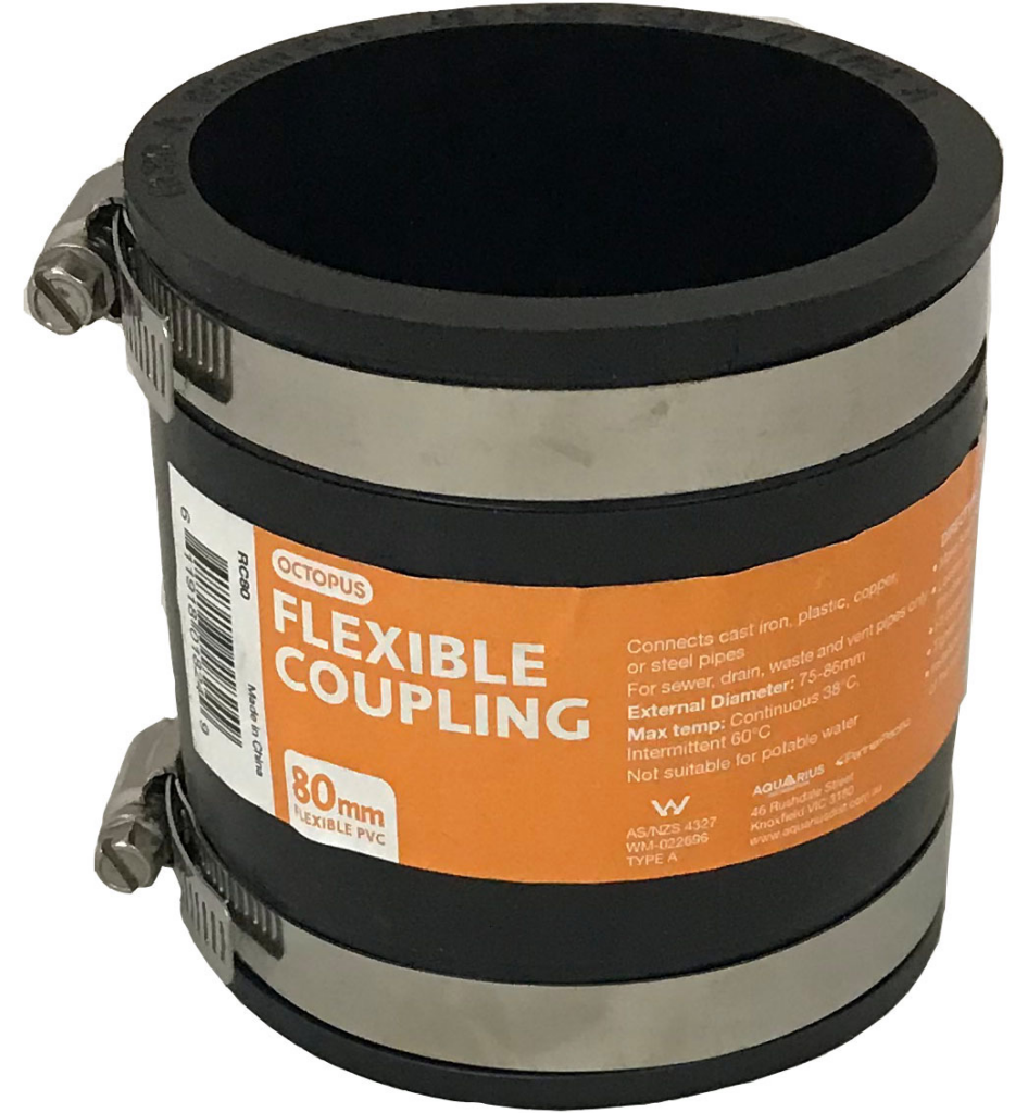 Flexible Coupling 80mm to 80mm PVC - Aquarius Distribution