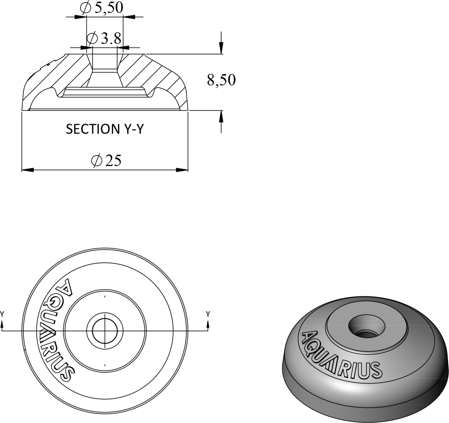 Dome Grey Washer 12g - 25mm O.D (5,000 per box) - Aquarius Distribution