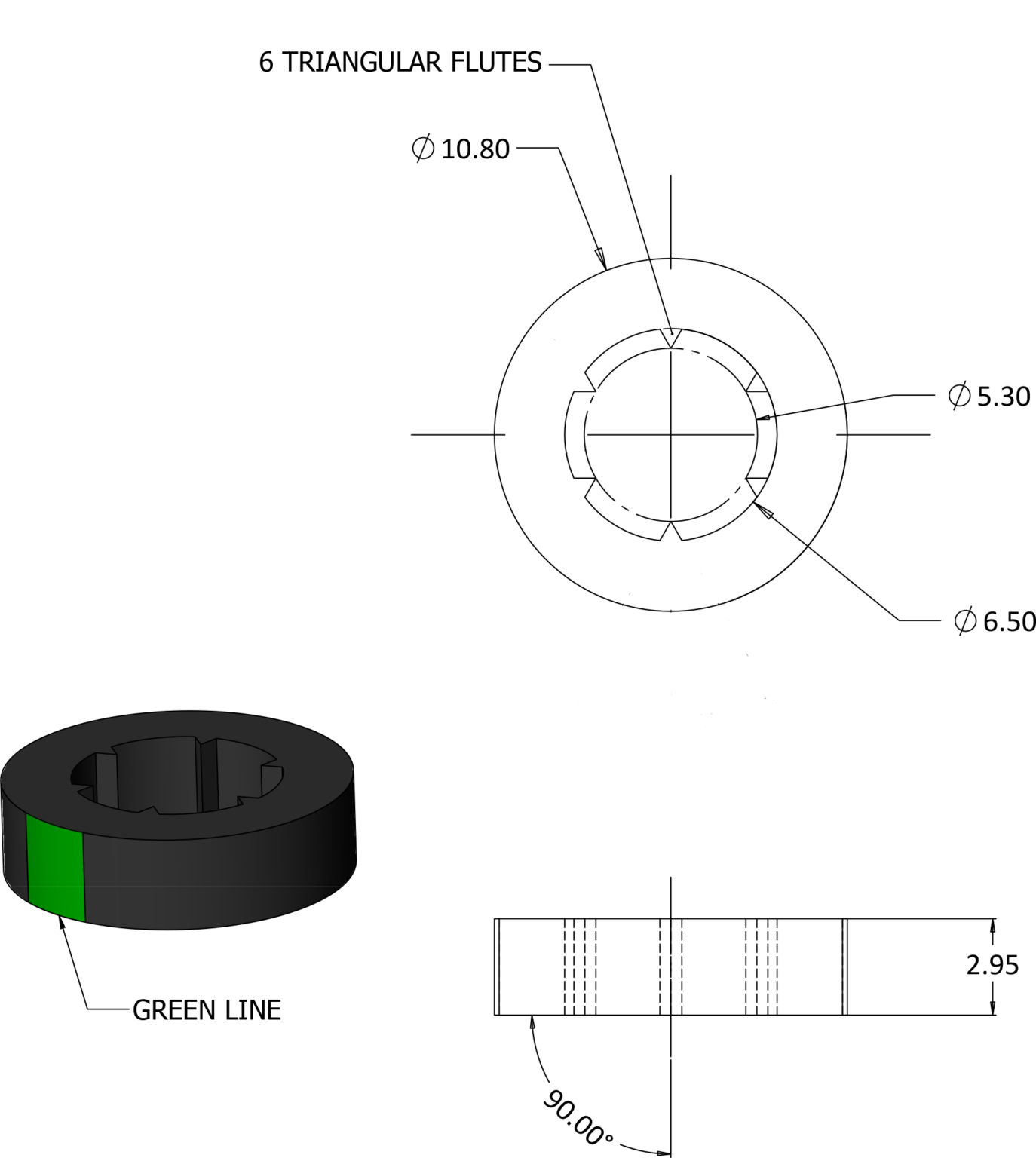 14 Gauge 6 Flute Cut Washer Black - I.D. 6.5mm - O.D. 10.8mm - 3mm ...